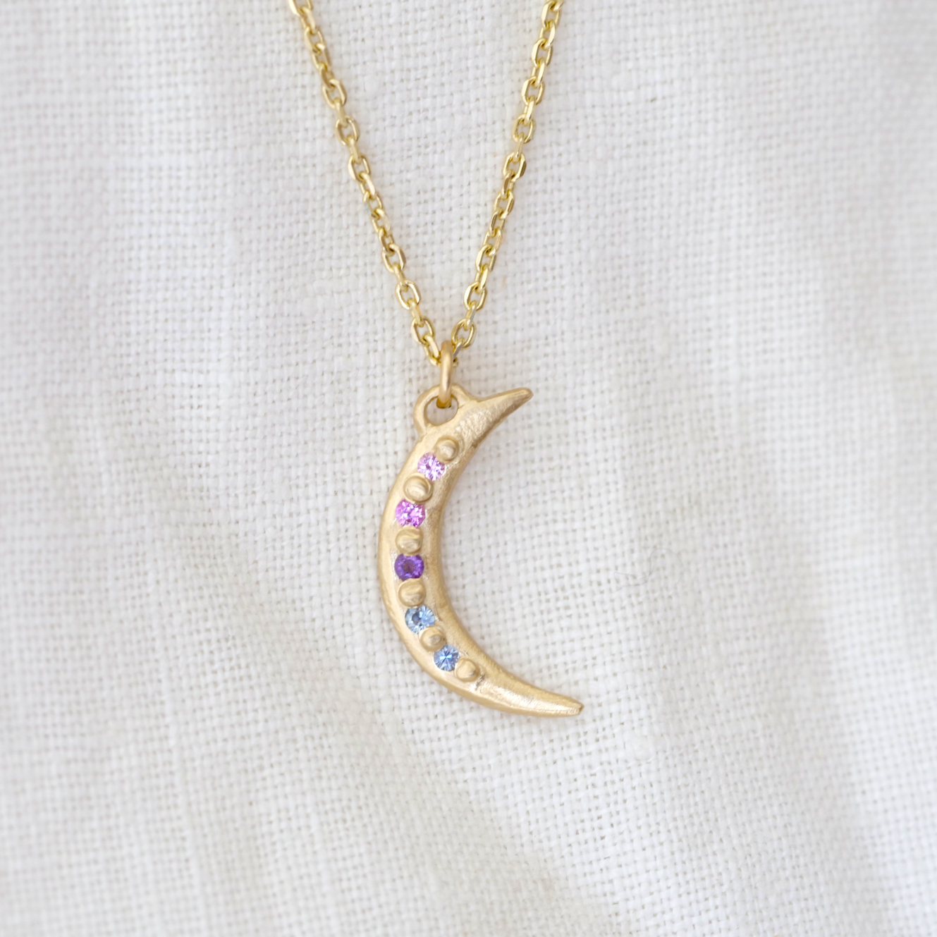 Crescent Mixed Warm Gemstone Moon Marisa Mason Jewelry Pendant Only